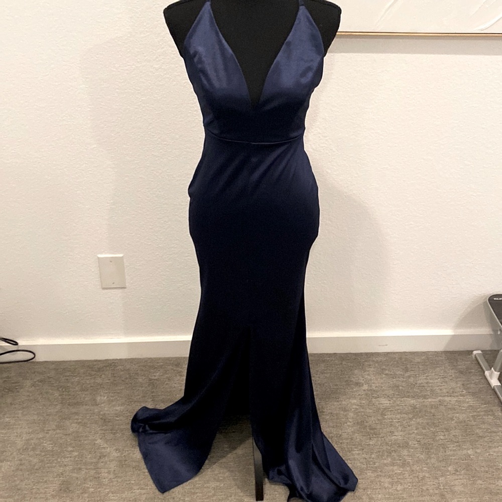 Windsor Navy Satin Dress - Gem